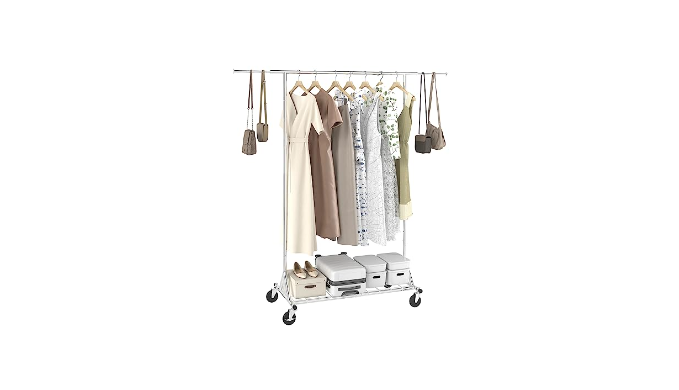 VEVOR Clothes Rack with Wheels, Heavy Duty Clothing Garment Rack ...