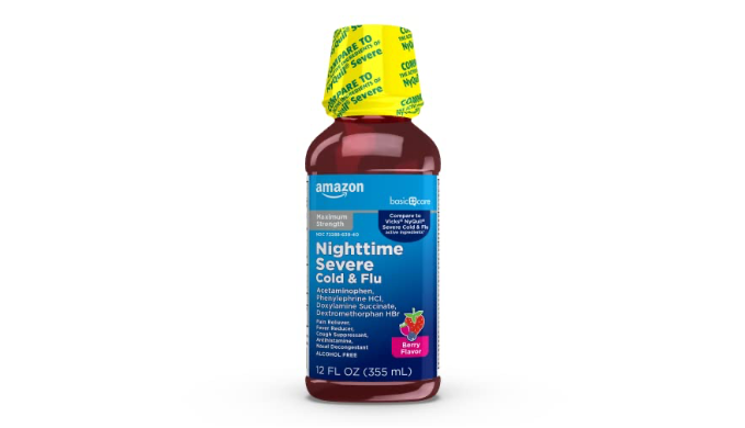 Amazon Basic Care Nighttime Severe Cold and Flu Syrup, Max Strength ...