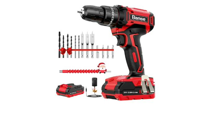 Cordless Drill Set 21V, Bamse Electric Power Drill Kit with 25*3 ...