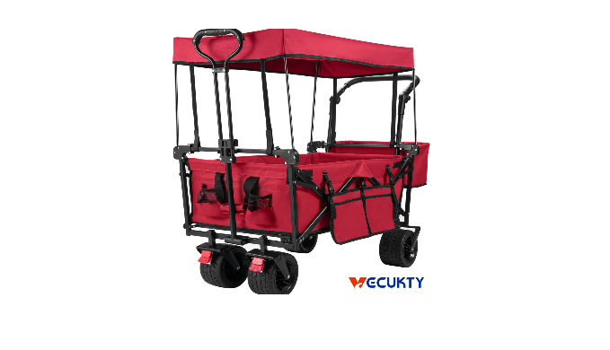 Collapsible Garden Wagon Cart with Removable Canopy, VECUKTY Foldable ...