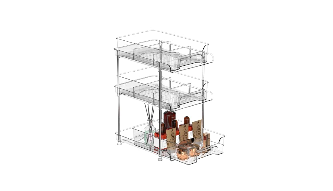 soogoo 3 Tier Clear Pull Out Organizer, Multi-Purpose Bathroom ...