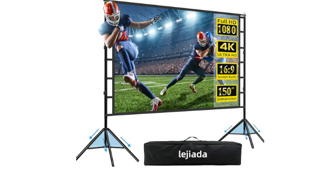 12-Foot Projector Screen and Stand,150 inch Large Indoor Movie ...