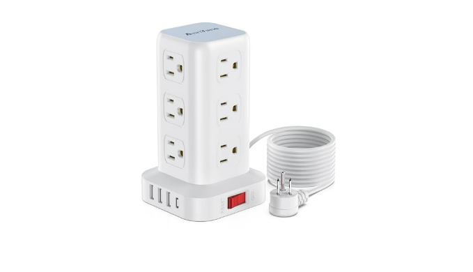 AnnTane Surge Protector Power Strip 10 FT Cord, Power Strip Tower with ...
