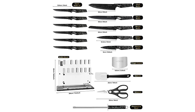 Knife Set, 16 Pcs Kitchen Knife Set, Sharp Stainless Steel Chef Knife ...