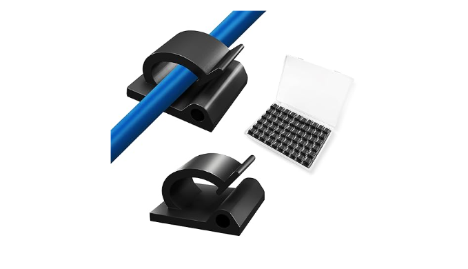 Xuuza Cable Clips Black 80-Pack, Cord Organizer Cable Management Self ...