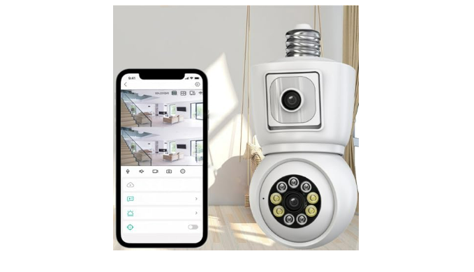 Dual-Lens Camera Cell Phone Remote Wireless Indoor Home Dual-Light ...