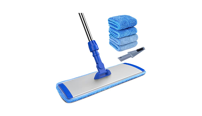 Bonpally Microfiber Mop for Floor Cleaning, 18″ Flat Mop for Hardwood ...