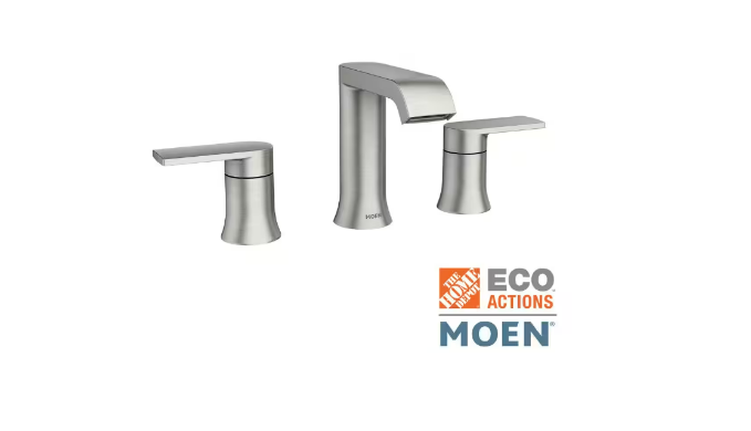 MOEN Genta 8 in. Widespread Double Handle Bathroom Faucet in Spot ...