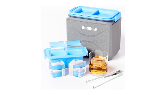 Clear Ice Cube Maker,Crystal Clear 2 Inch Ice Tray Silicone,4 Large Ice ...