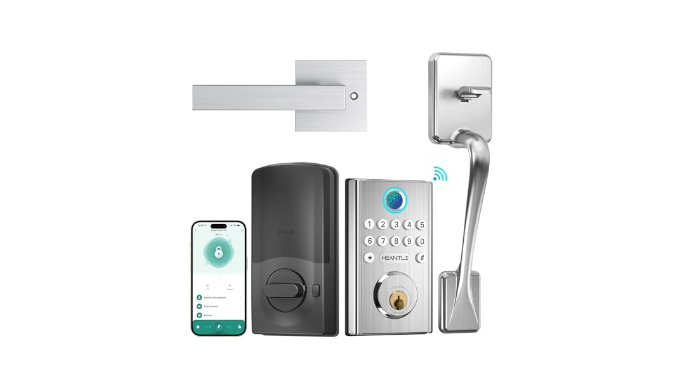 WiFi Smart Door Lock Set: HEANTLE Keyless Entry Door Lock with Handle ...