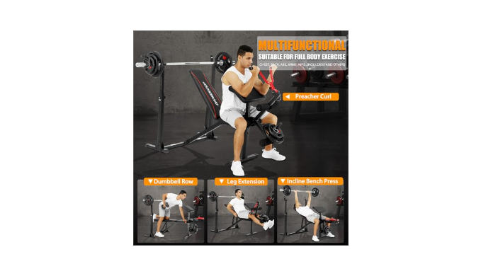 OPPSDECOR Adjustable Weight Bench Set, Multi-functional Bench Press Set ...