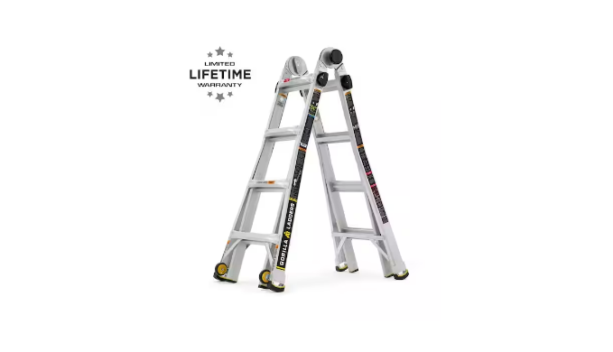 Gorilla Ladders 18 ft. Reach MPXW Aluminum Multi-Position Ladder with ...