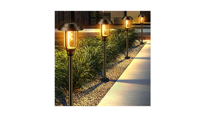 LETMY Solar Pathway Lights Outdoor, 8 Pack Upgraded Outdoor Solar ...