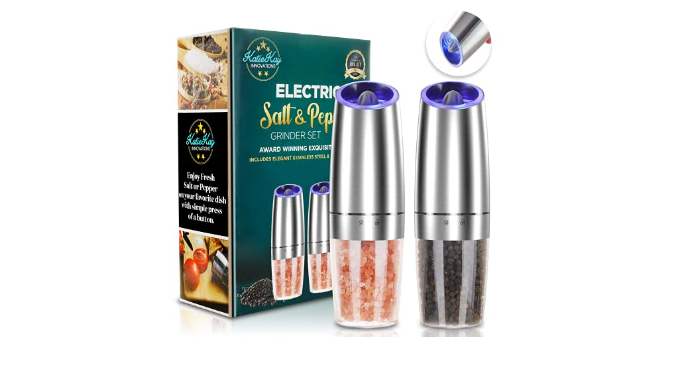 Electric Salt and Pepper Grinder set of 2, Automatic Salt and Pepper ...