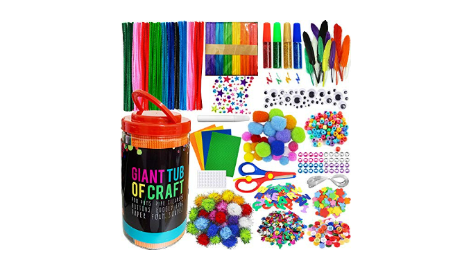 MOISO Kids Crafts and Art Supplies Jar Kit - 550+ Piece Set - Plus ...