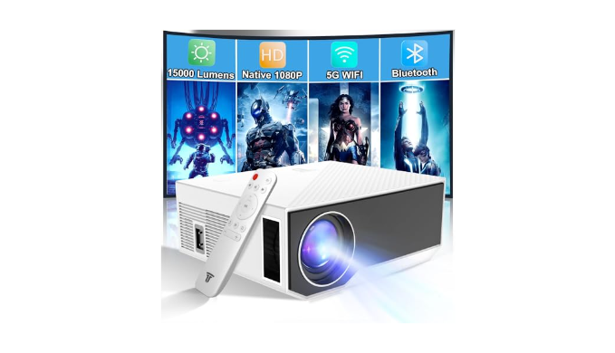 Wielio 2024 Projector with Wifi and Bluetooth, Native 1080P 15000 ...