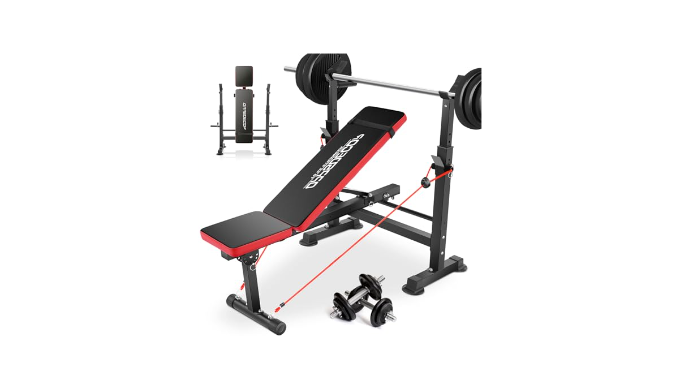 OPPSDECOR 660lbs 6 in 1 Weight Bench Set with Squat Rack, Workout Bench ...