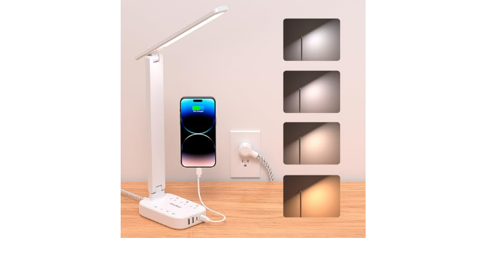 Power Strip with LED Desk Lamp, 3 Outlets 4 USB Ports(2 USBC) 4 Modes 5 ...