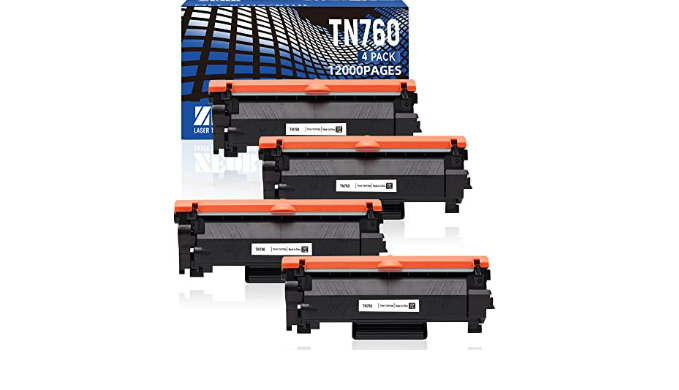 TN760 12000 Pages 4 Packs Toner Cartridge Replacement with Chip for ...