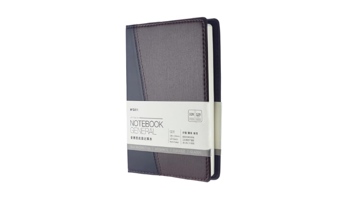 M&G Lined Journal Notebook 230 Pages, Medium A5 Leather Hardcover ...