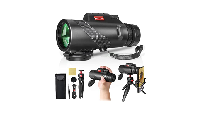 80×100 Monocular Telescope for Smartphones - High Powered HD Monocular ...