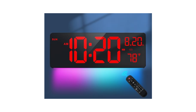 XREXS 16.5″ Digital Clock Large Display with Remote Control 7 Color ...
