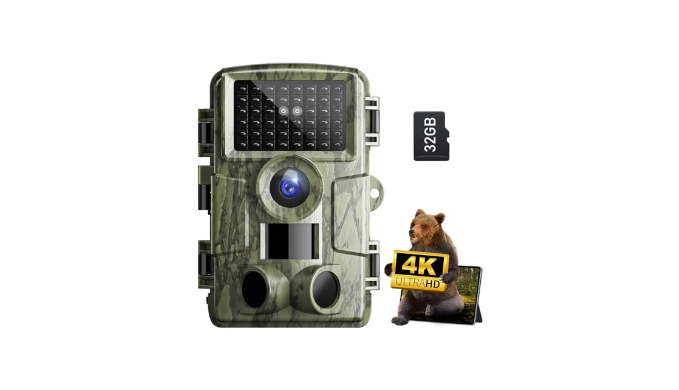 Trail Camera: with Night Vision 4K 48MP 130°Wide-Angle Game Camera，0 ...