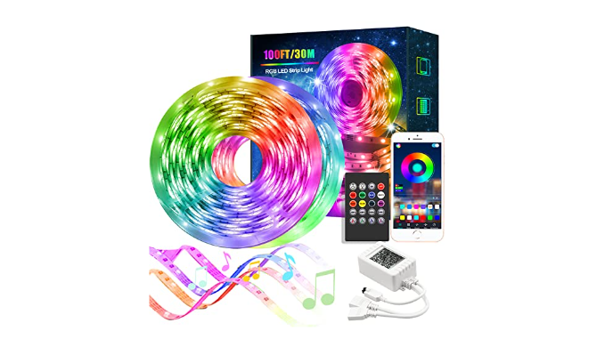 Led Strip Lights 100ft, Smart Light Lights with Bluetooth and APP ...