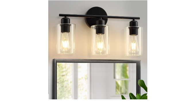 SEABLE 3-Light Bathroom Light Fixtures, Black Vanity Lights for Bathroom, Modern Bathroom ...