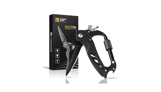 FUNBRO Multitool Carabiner with Pocket Knife, Stocking Stuffers Gifts for Men, EDC Carabiners ...