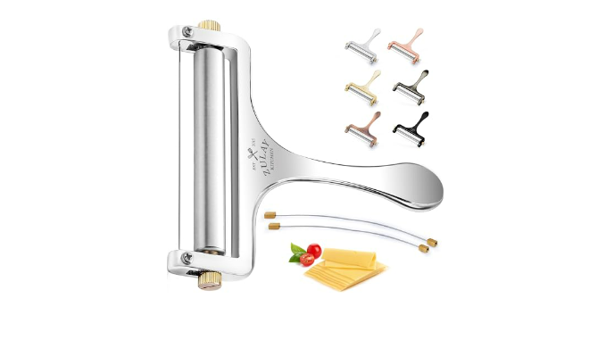 Zulay Kitchen Stainless Steel Wire Cheese Slicer - Adjustable Hand Held ...