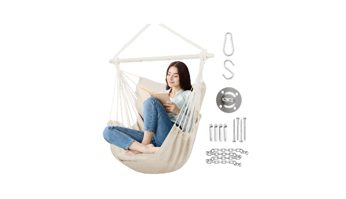 Large Hammock Chair Swing, Relax Hanging Rope Swing Chair with ...