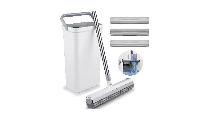 SUGARDAY Sponge Mop and Bucket Set with Wringer - Floor Wet Mop with 3 ...