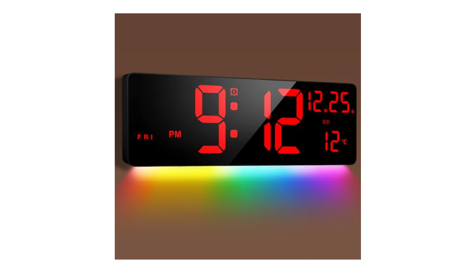 [2024 New] 16.5″ Large Digital Wall Clock with 7 Color Changing Night ...
