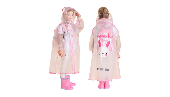 Gcdadcai Kids rain poncho kids rain jacket raincoat for boys and girls - reusable EVA kids rain ...