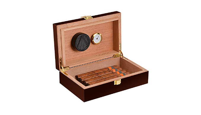 Volenx Cigar Storage Box, Cigar Humidors with Hygrometer and Humidifier ...