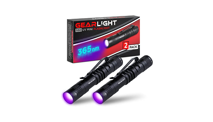GearLight Black Light UV Flashlight S50 [2 Pack] - 365 nm Mini ...