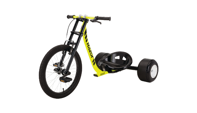 Razor DXT Drift Trike - Black/Yellow Steel Frame, 3-Wheeled Ride On ...