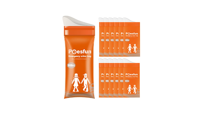 Peesfun Portable Emergency Urinal Bag, 12 Pack Travel Urine Bag, 900ml ...