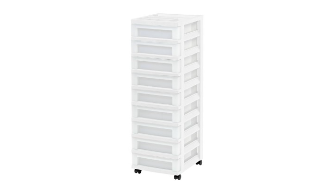 IRIS 9 Drawer Storage Cart with Organizer Top White/Pearl - Coupon ...