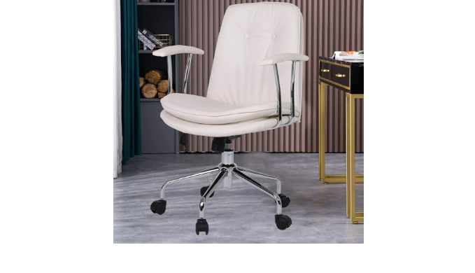 Purgreen Modern Office Desk Chair,Vanity Chair with Padded Armrests ...