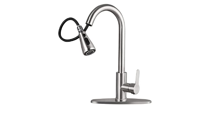 CILAIXI Kitchen Sink Faucet with Pull Down Sprayer with Deck Plate Home ...
