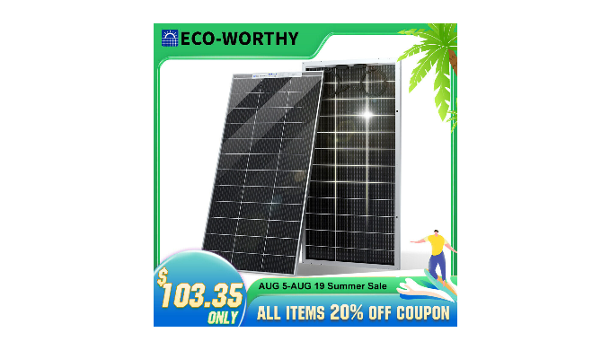 ECO-WORTHY Bifacial 200W Watt 12V Solar Panel Mono HighEfficiency PV ...
