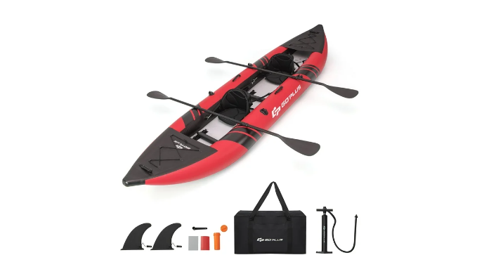 Goplus Inflatable Water Float Set Portable 2-person Kayak with ...