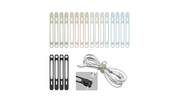20-Pack Cable Ties Silicone, Kanemc Reusable Cord Ties Wire Organizers ...