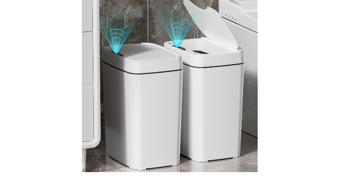 Vanpopubs 2 Pack 2.7 Gal Bathroom Trash Can with Lid, Small Smart ...