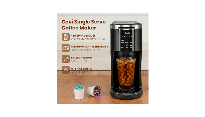 Gevi EzPod Compact Single Serve Coffee Maker, Pod Coffee Maker Compatible with Single-Serve Pods ...
