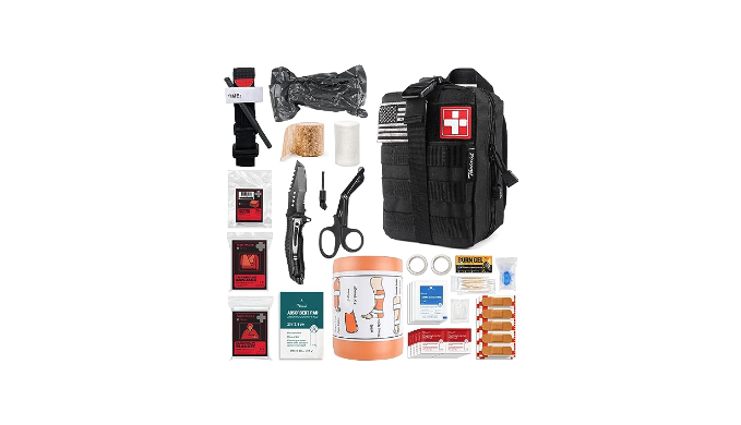 Survival First Aid Kit with Tourniquet, 6″ Israeli Bandage, Splint ...