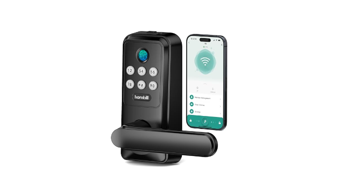 WiFi Smart Front Door Lock Fingerprint: Hornbill Keyless Entry Door ...