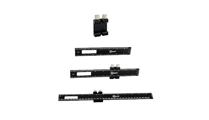 VICHSAMWY 3PCS Black Metal Woodworking Ruler, Adjustable 6/8/12 Inch ...